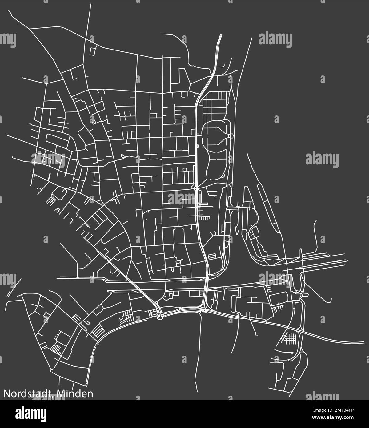 Street roads map of the NORDSTADT QUARTER, MINDEN Stock Vector Image ...