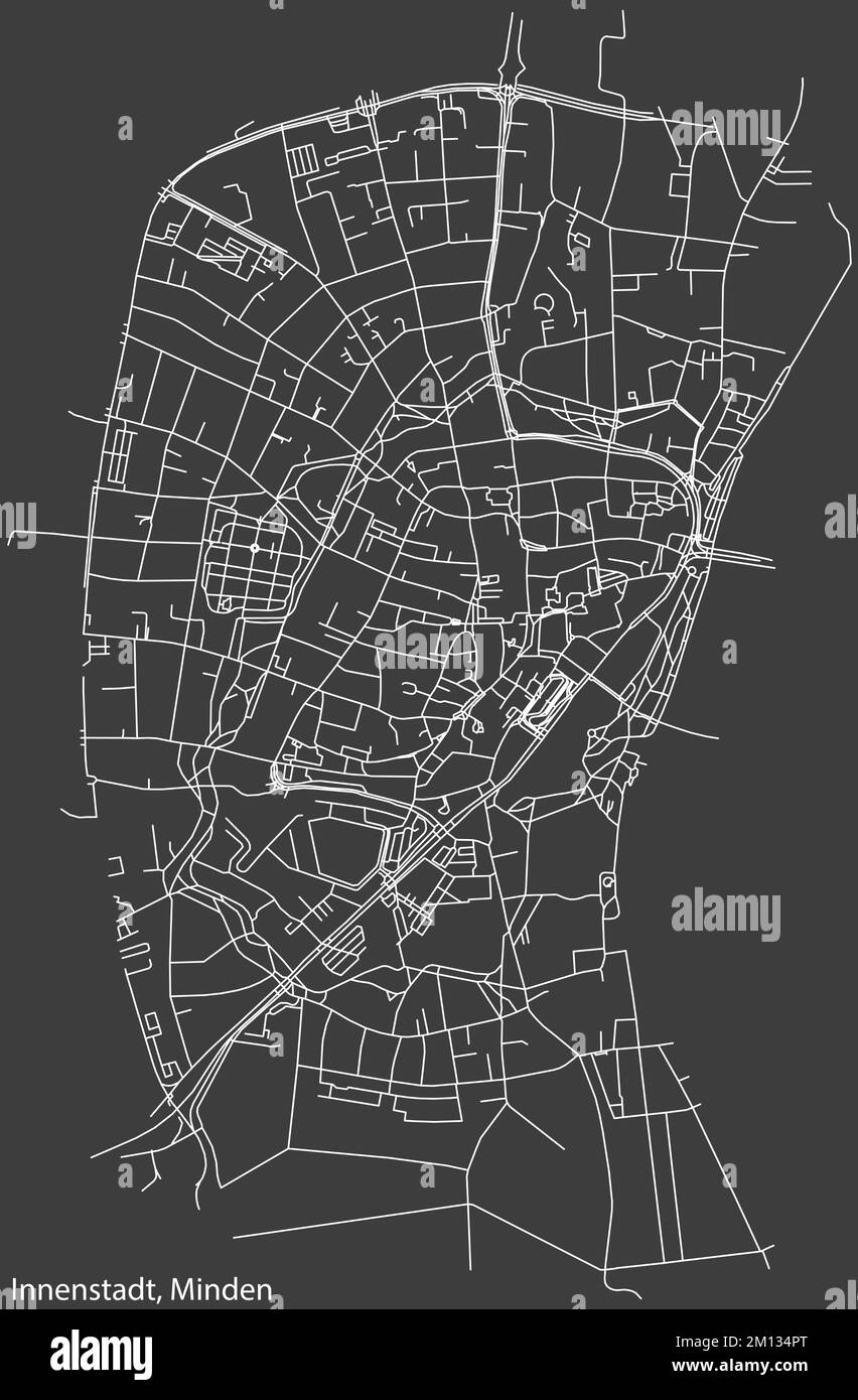 Street roads map of the INNENSTADT QUARTER, MINDEN Stock Vector Image ...