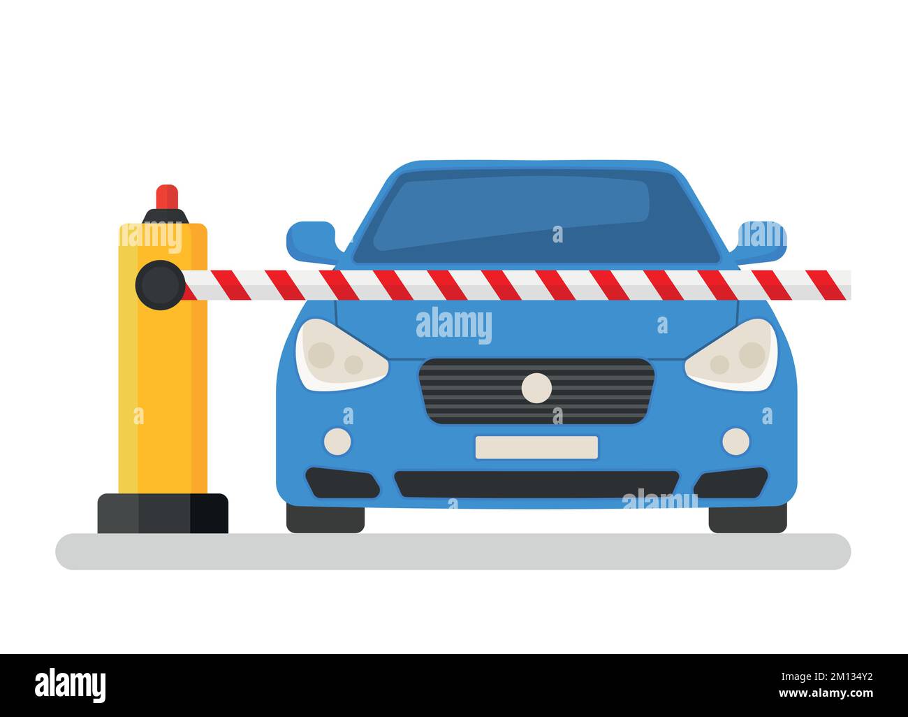 The car stands in front of a closed barrier. Closed car barriers ...