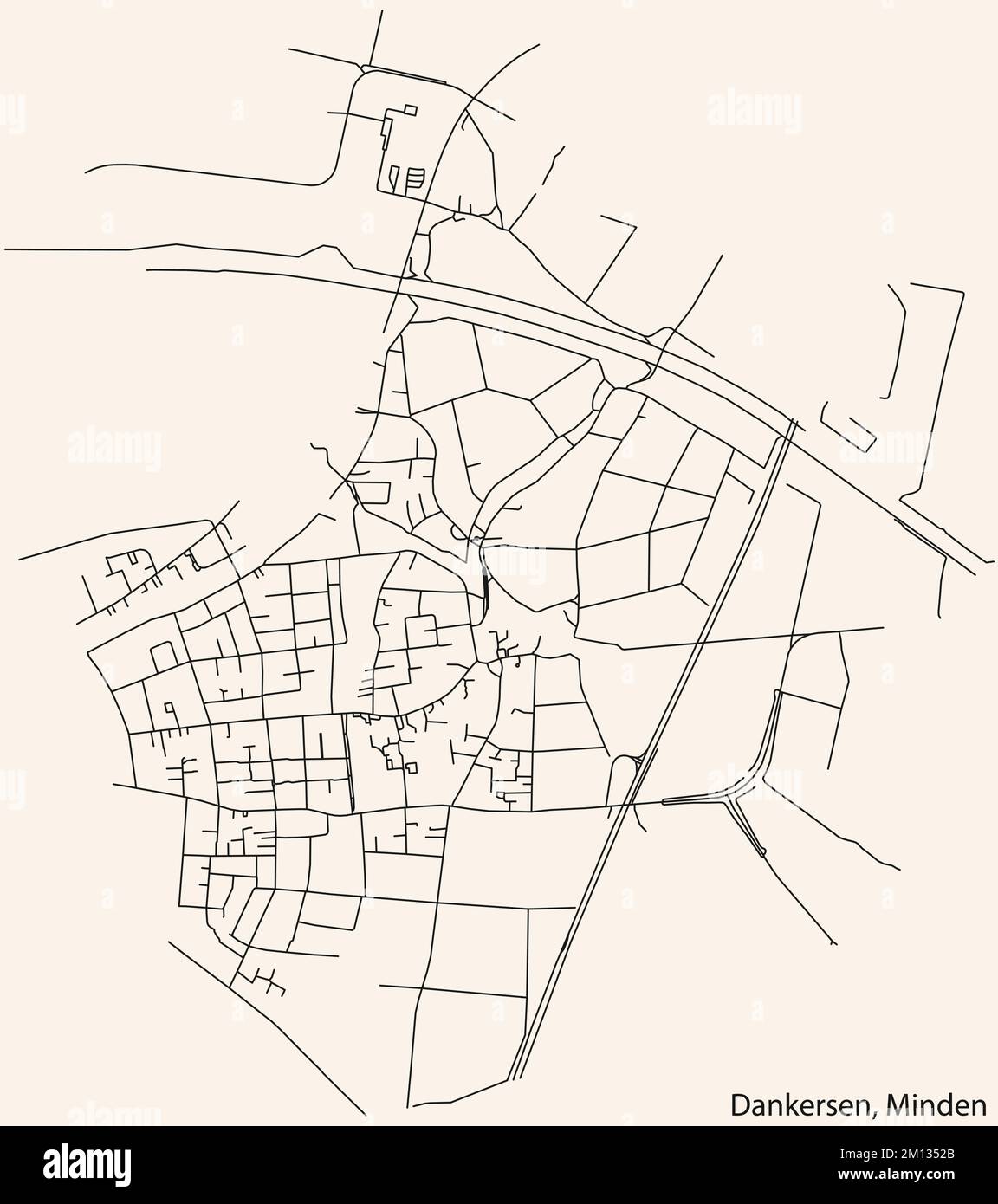 Street roads map of the DANKERSEN QUARTER, MINDEN Stock Vector Image ...
