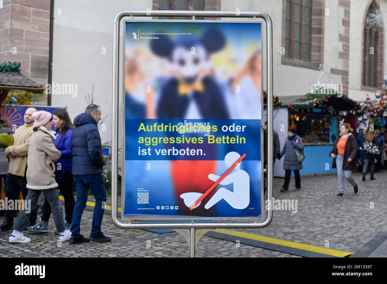 Poster Pushy or aggressive begging is forbidden, Basel, Switzerland ...