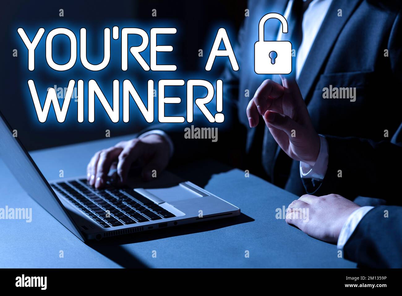 Hand writing sign You'Re a Winner . Conceptual photo Winning as 1st ...