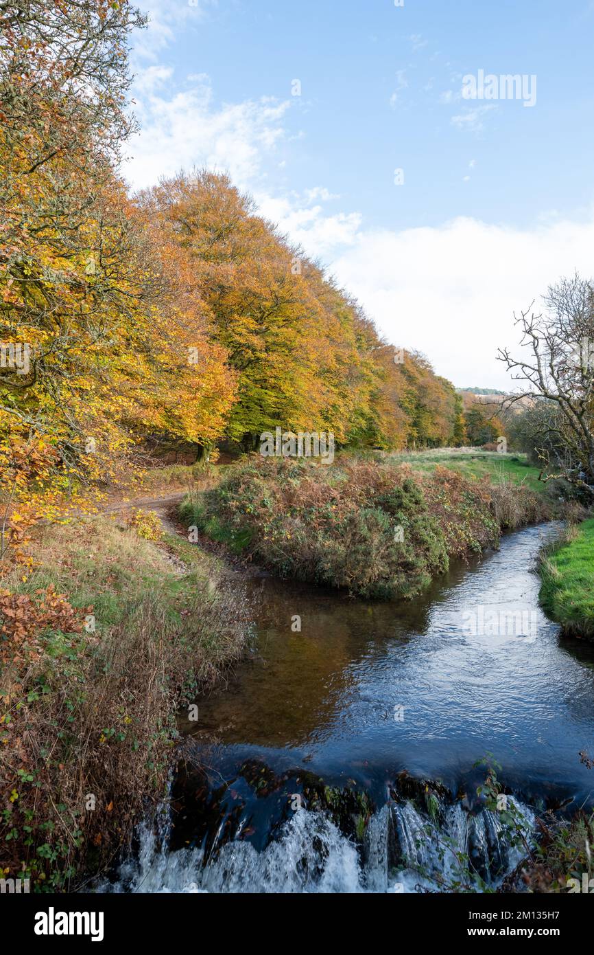 The Weir Water river flowing under Robbers Bridge in Exmoor National ...