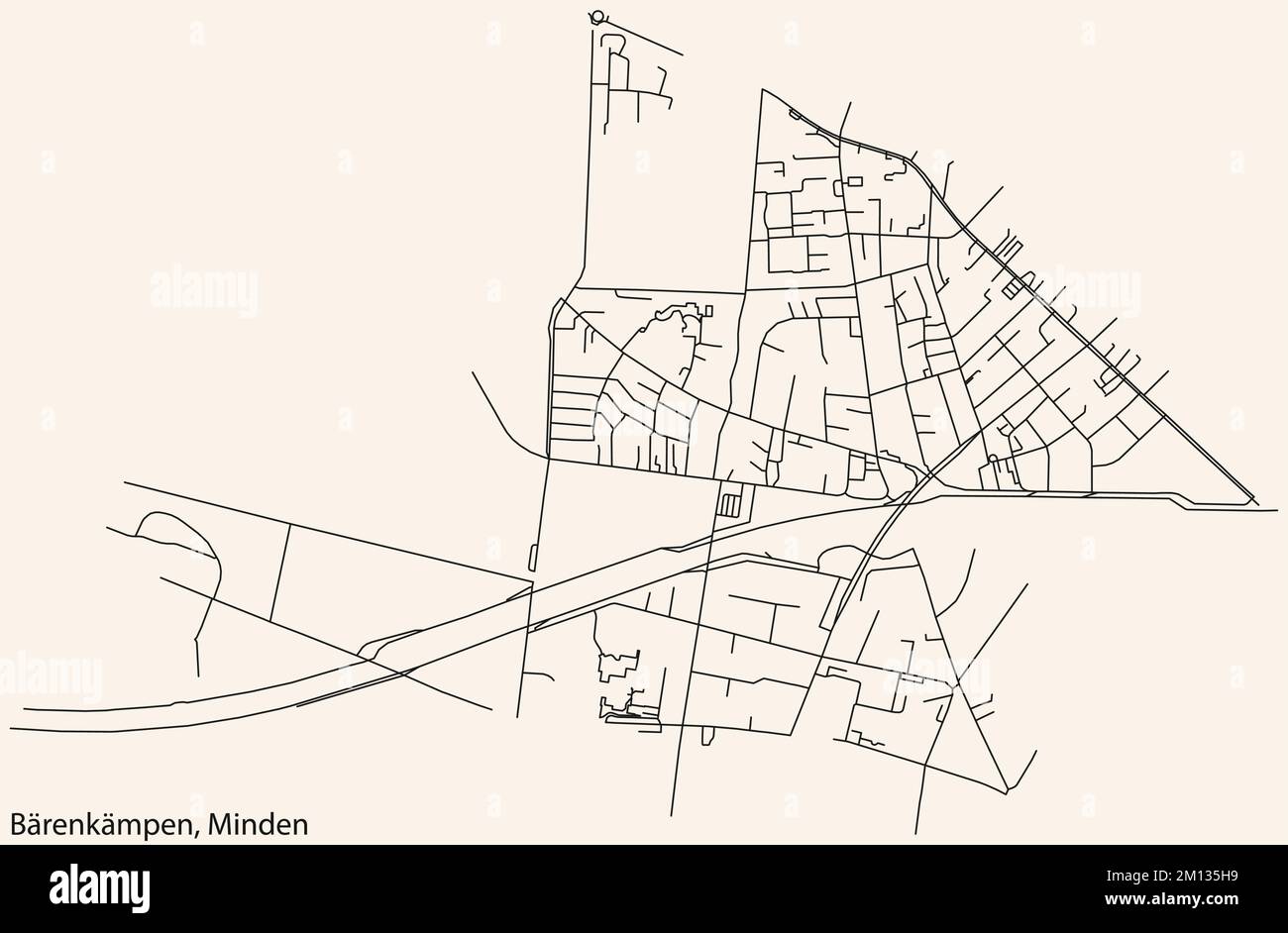 Street roads map of the BÄRENKÄMPEN QUARTER, MINDEN Stock Vector Image ...