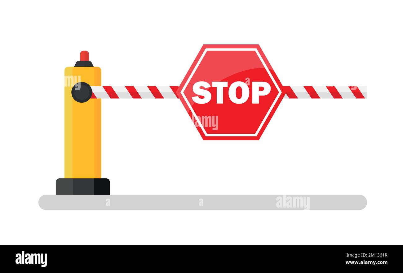 Creative vector illustration of open, closed parking car barrier gate ...