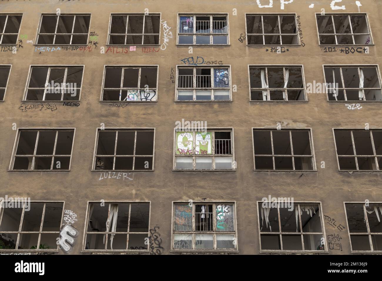 Building facade with broken windows, Berlin, Germany, Europe Stock ...