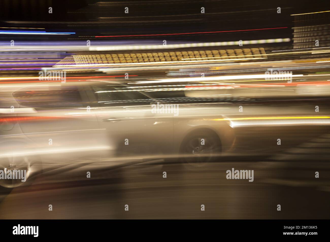 Car and light traces Stock Photo - Alamy
