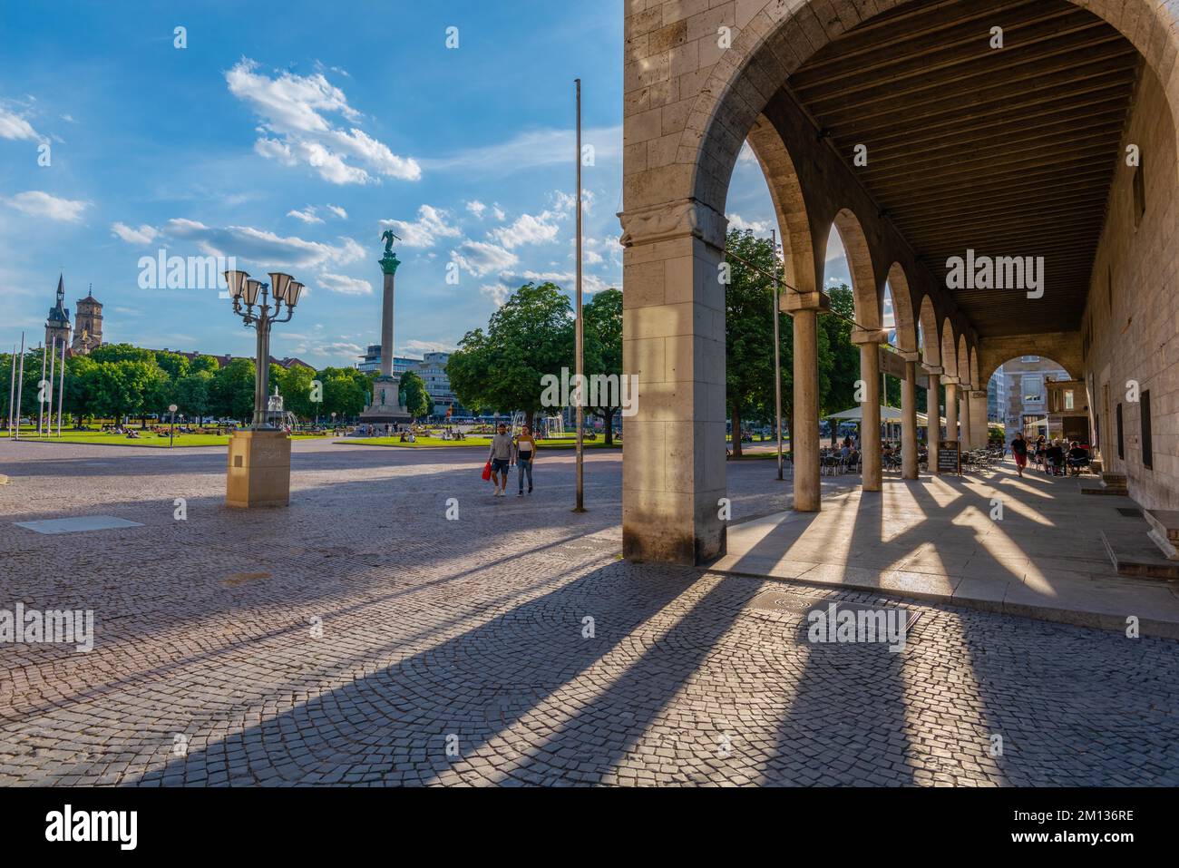 Schlossplatz, Stuttgart-Mitte, jubilee column with figure of Concordia ...