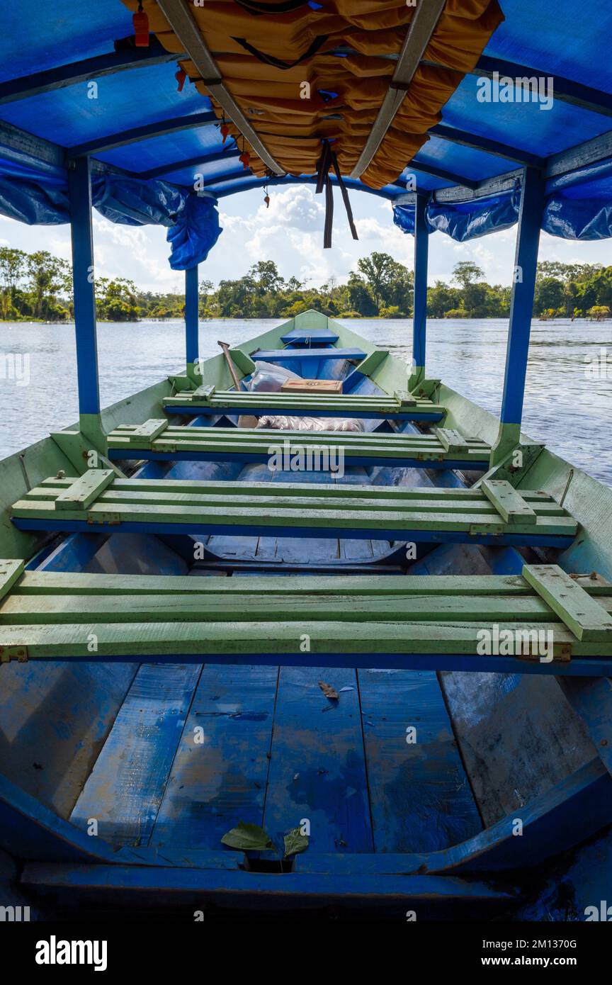 Boat trip along the Amazon river inside the rain forest in Manaus ...