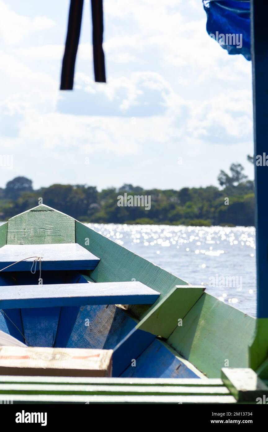 Boat trip along the Amazon river inside the rain forest in Manaus ...