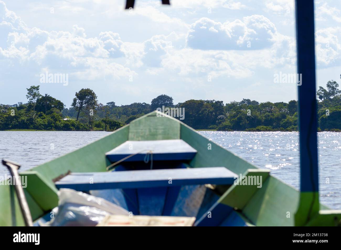 Boat trip along the Amazon river inside the rain forest in Manaus ...