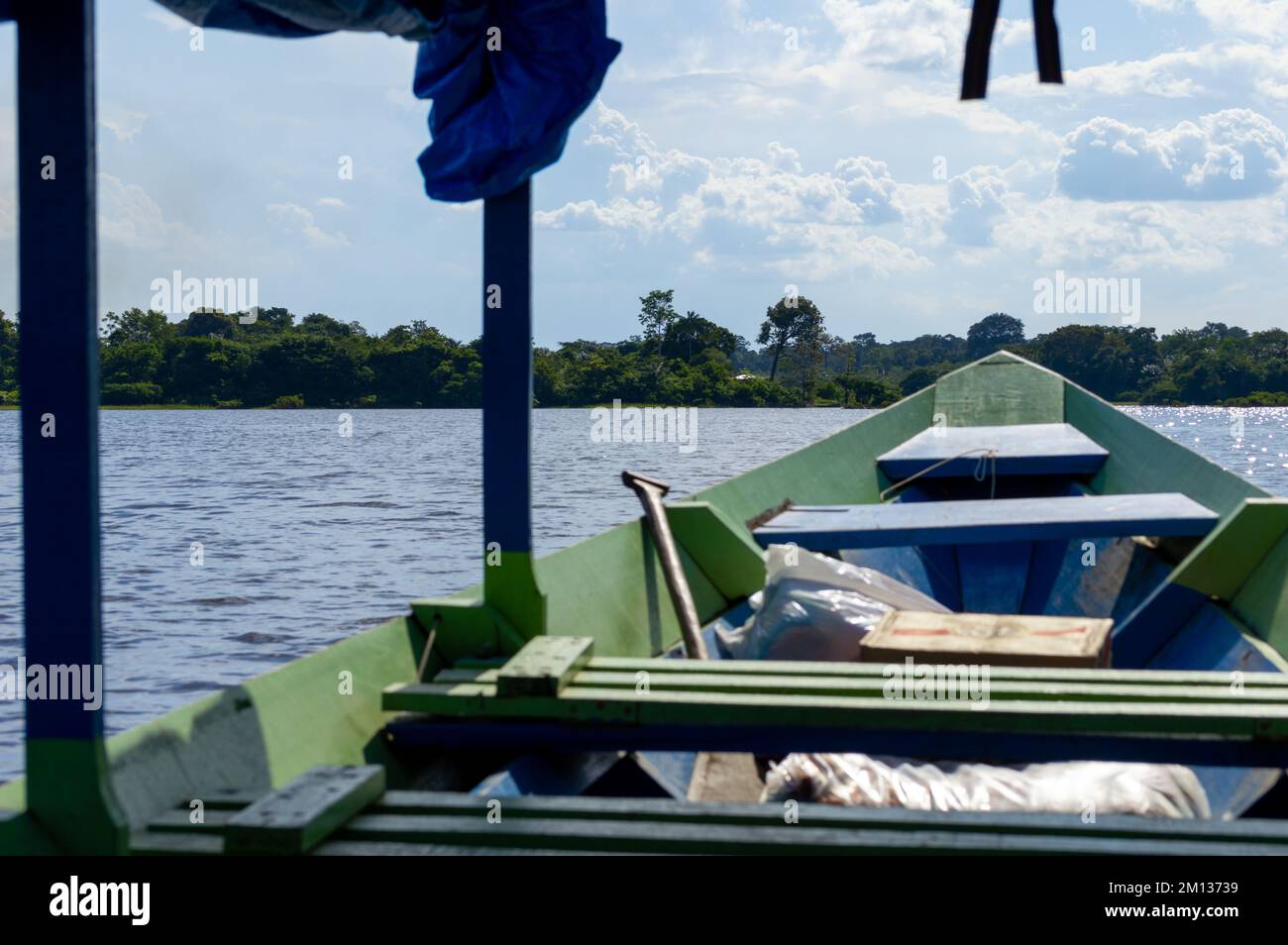 Boat trip along the Amazon river inside the rain forest in Manaus ...