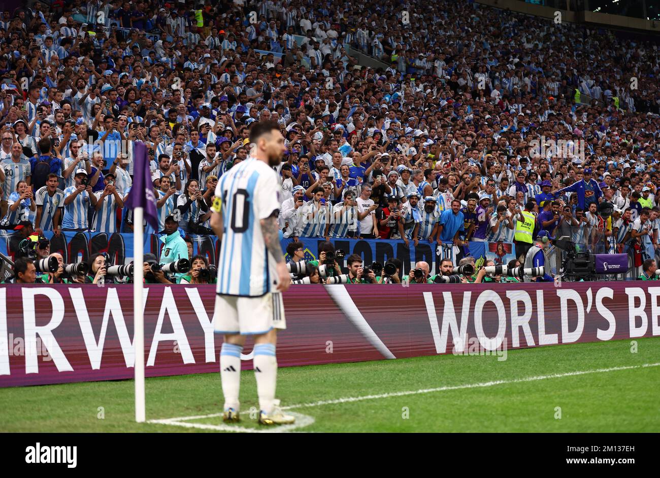 Doha, Qatar, 9th December 2022. Fans point their camera phones at ...