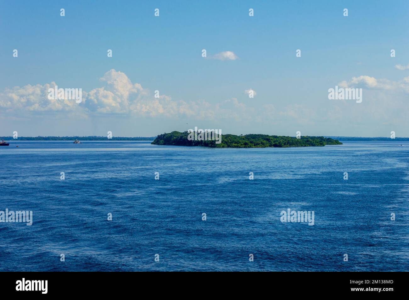 Tropical water landscape of the Rio Amazonas in Brazil seen from a ...