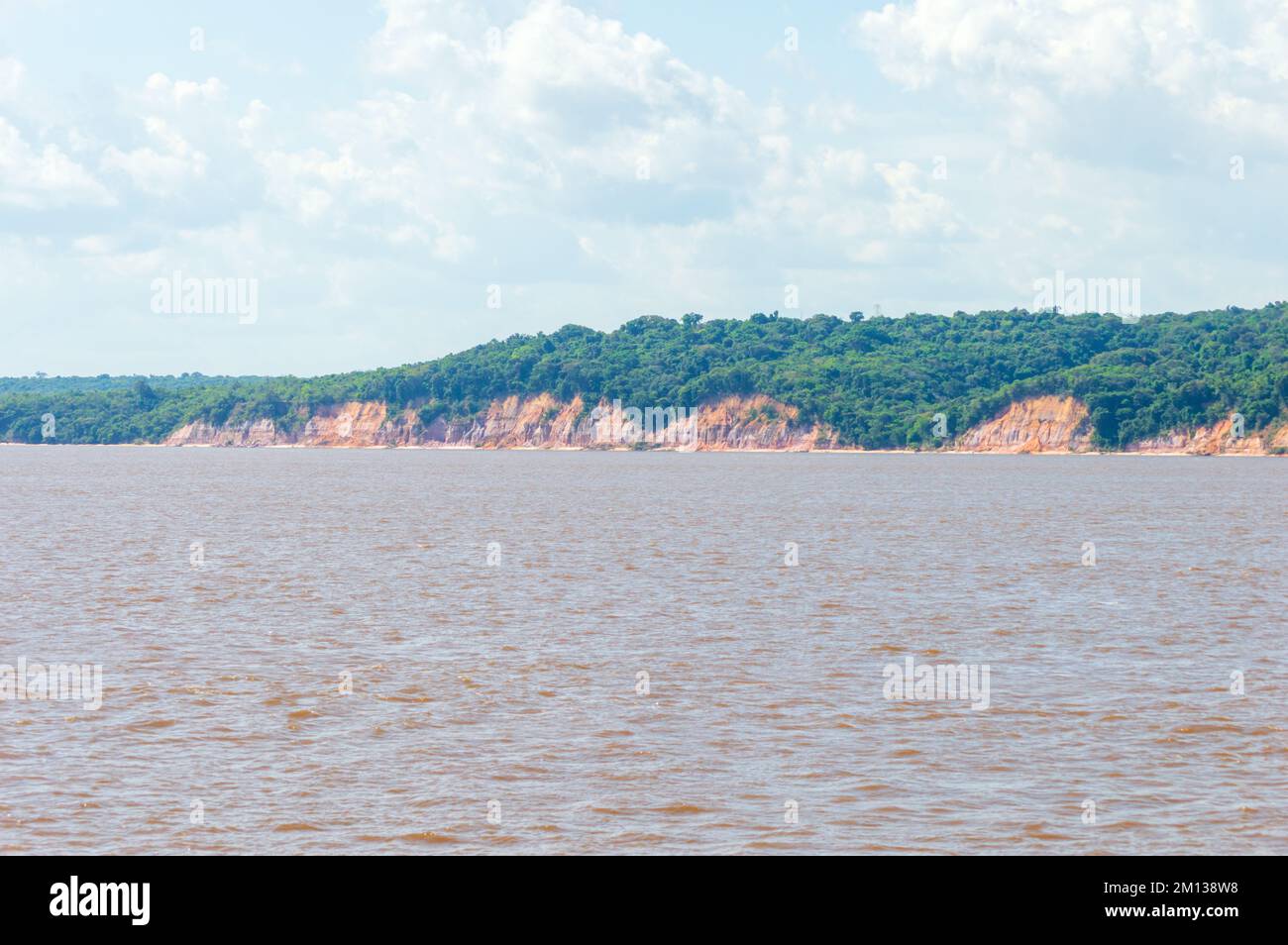 Tropical water landscape of the Rio Amazonas in Brazil seen from a ...