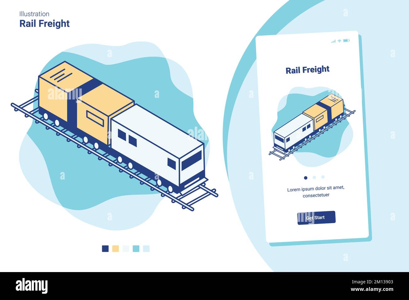 A vector illustration for rail freight with a mobile image version ...