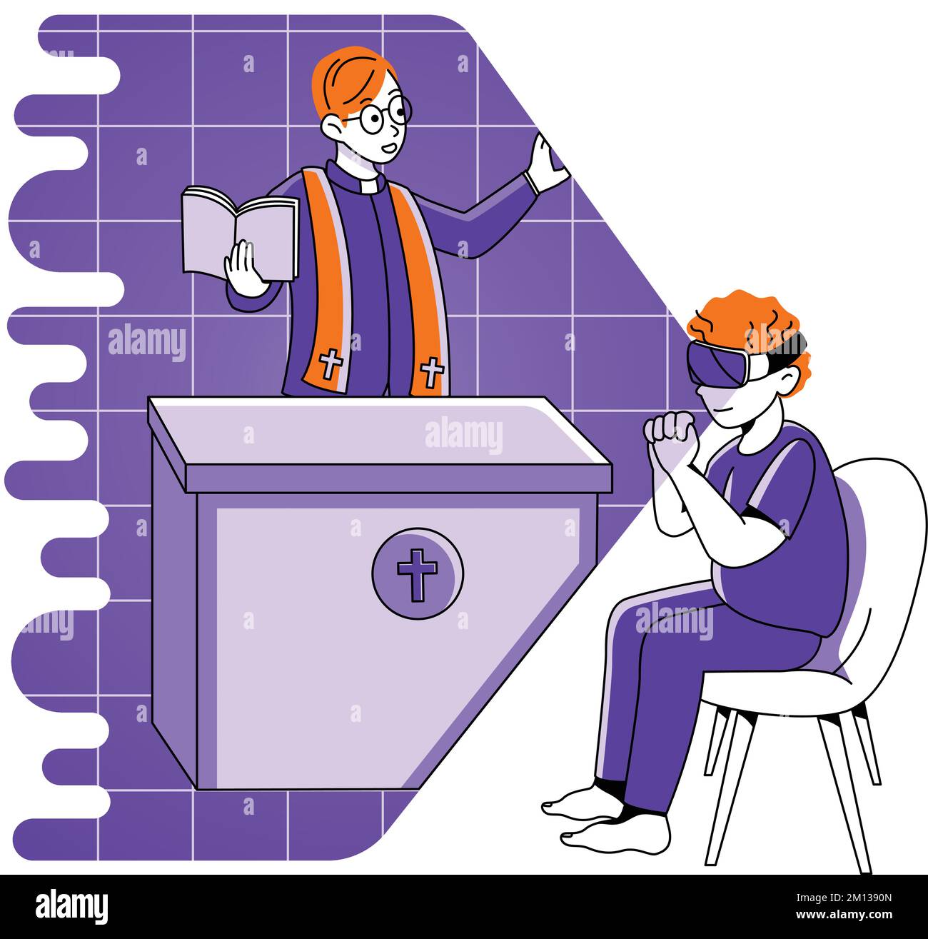 Illustration of a boy praying Stock Vector Images - Alamy