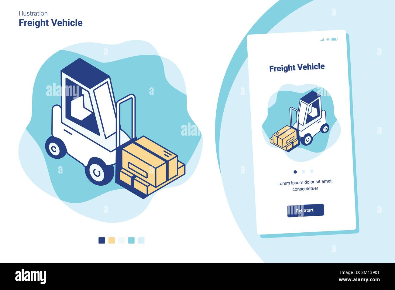 A vector illustration for a freight vehicle with a mobile image version ...