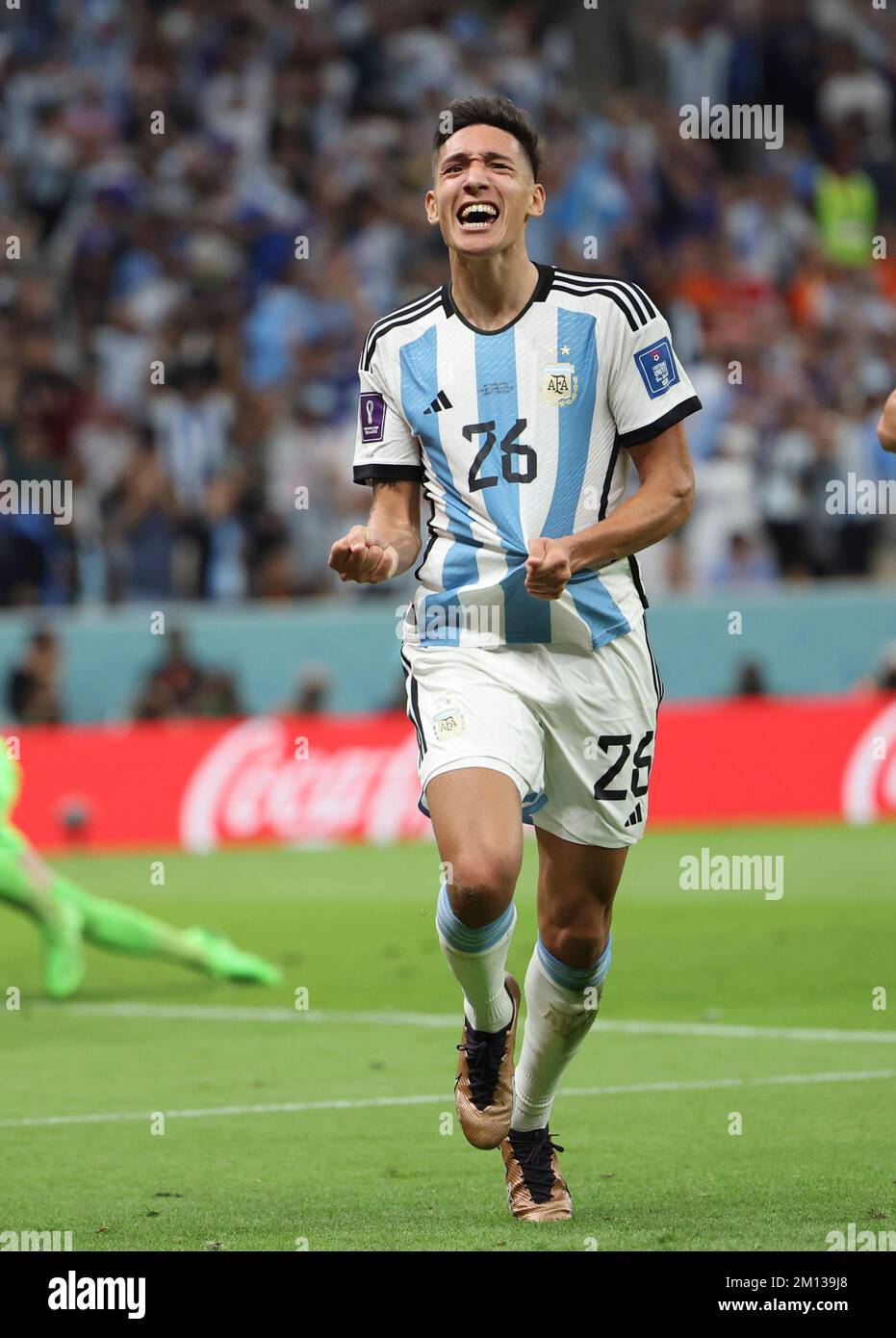 Lusail, Qatar. 9th Dec, 2022. Nahuel Molina of Argentina celebrates his ...