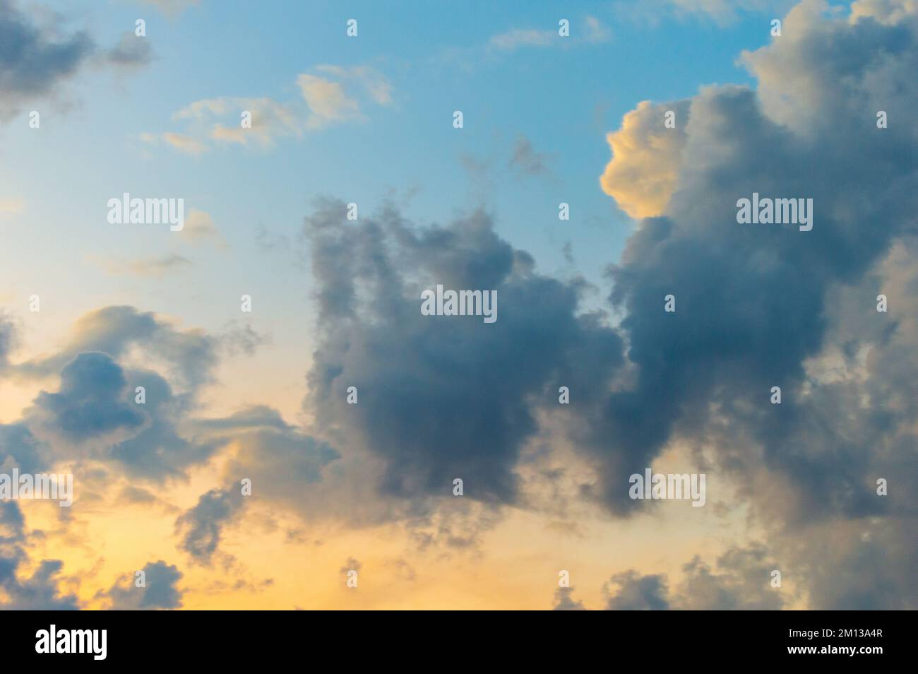 Cloudscape at dawn with nice orange and blue colors and gradients Stock ...