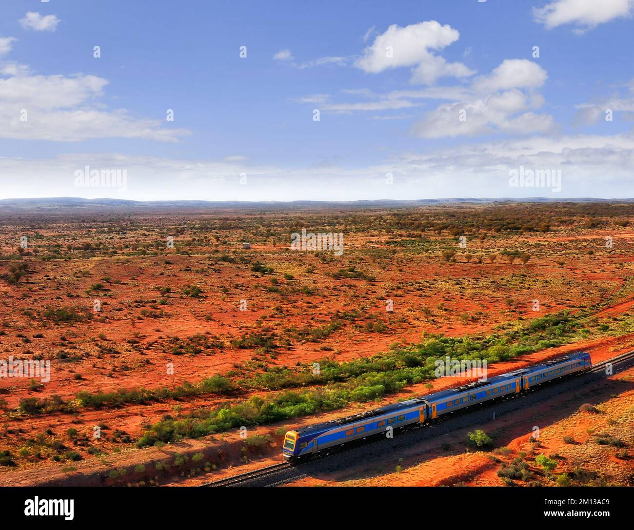 Aerial Train at BH in red soil outback snap corner - endless bushland ...