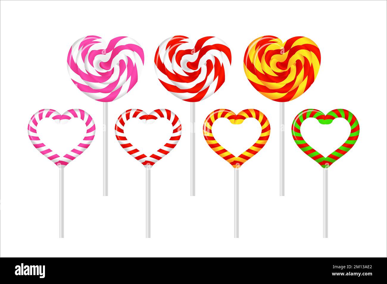 Colorful heart lollipops. Vector illustration for Valentine's Day ...