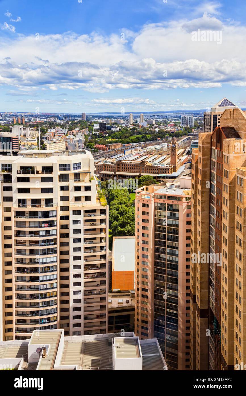Central train station surrounded by high-rise residential and office ...