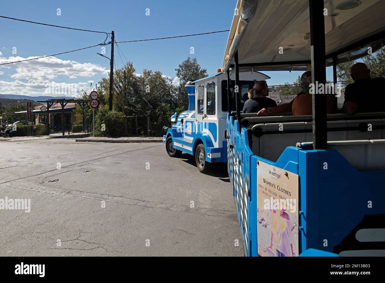 Blue and white tourist sightseeing train hi-res stock photography and ...
