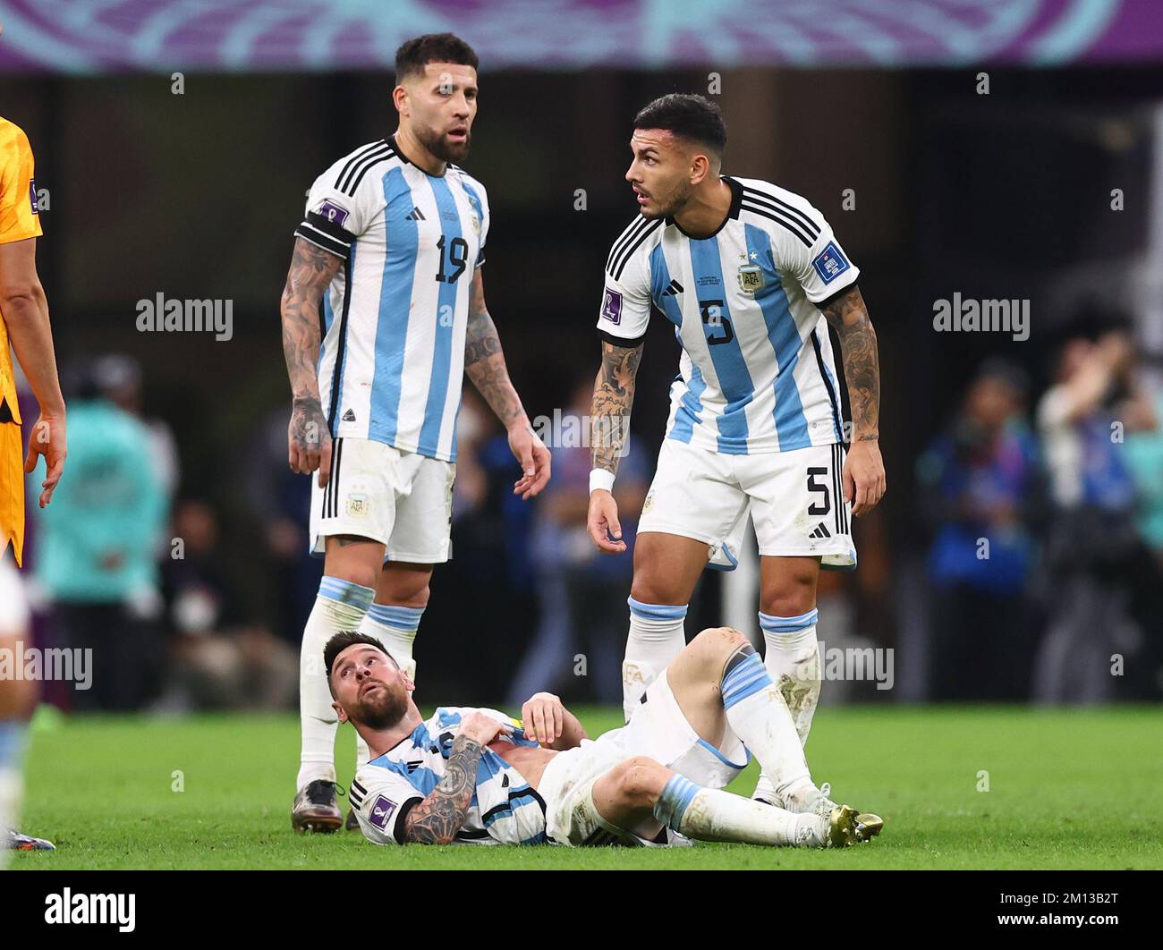 Doha, Qatar, 9th December 2022. Lionel Messi of Argentina looks at his ...