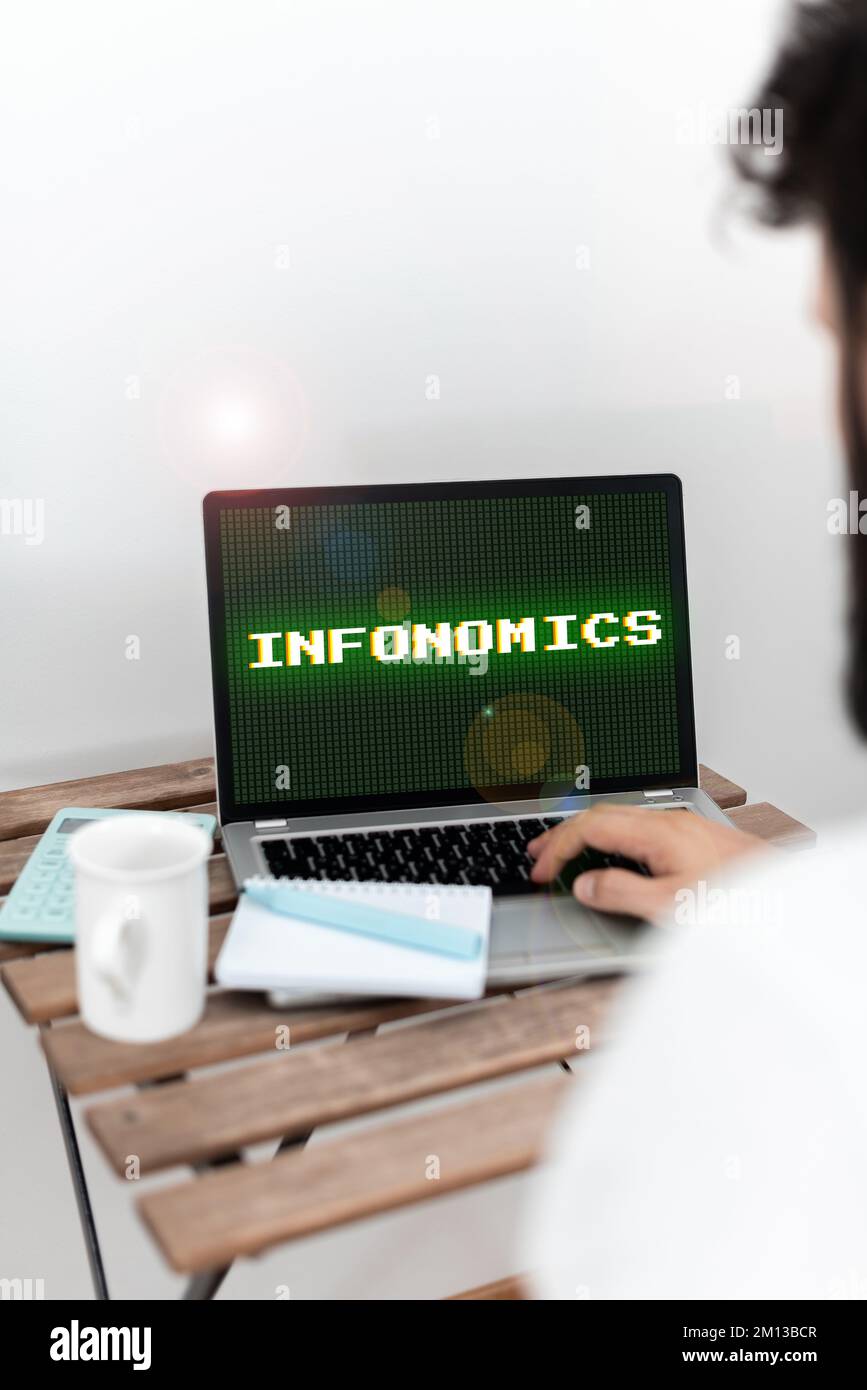 Conceptual display Infonomics. Business approach visual image used to ...