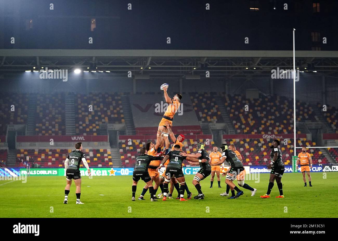 General view of the action during the Heineken Champions Cup match at ...