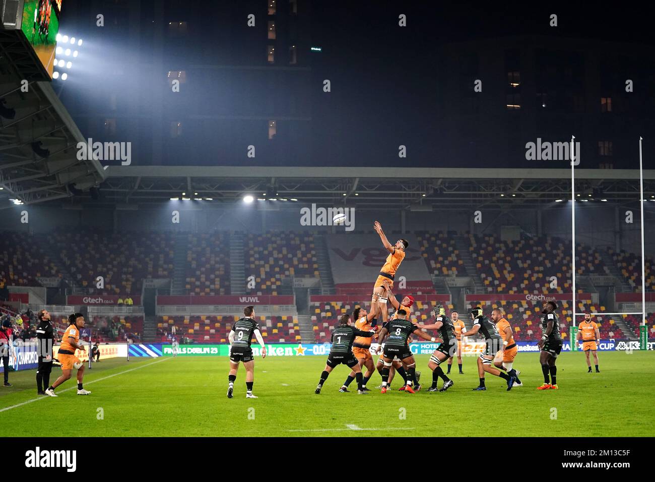 General view of the action during the Heineken Champions Cup match at ...