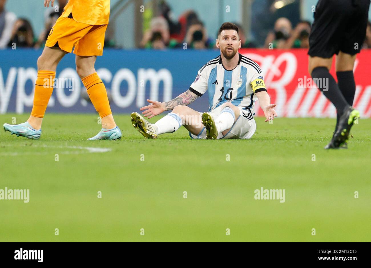 Lusail, Qatar. 9th Dec, 2022. Lionel Messi of Argentina reacts during ...