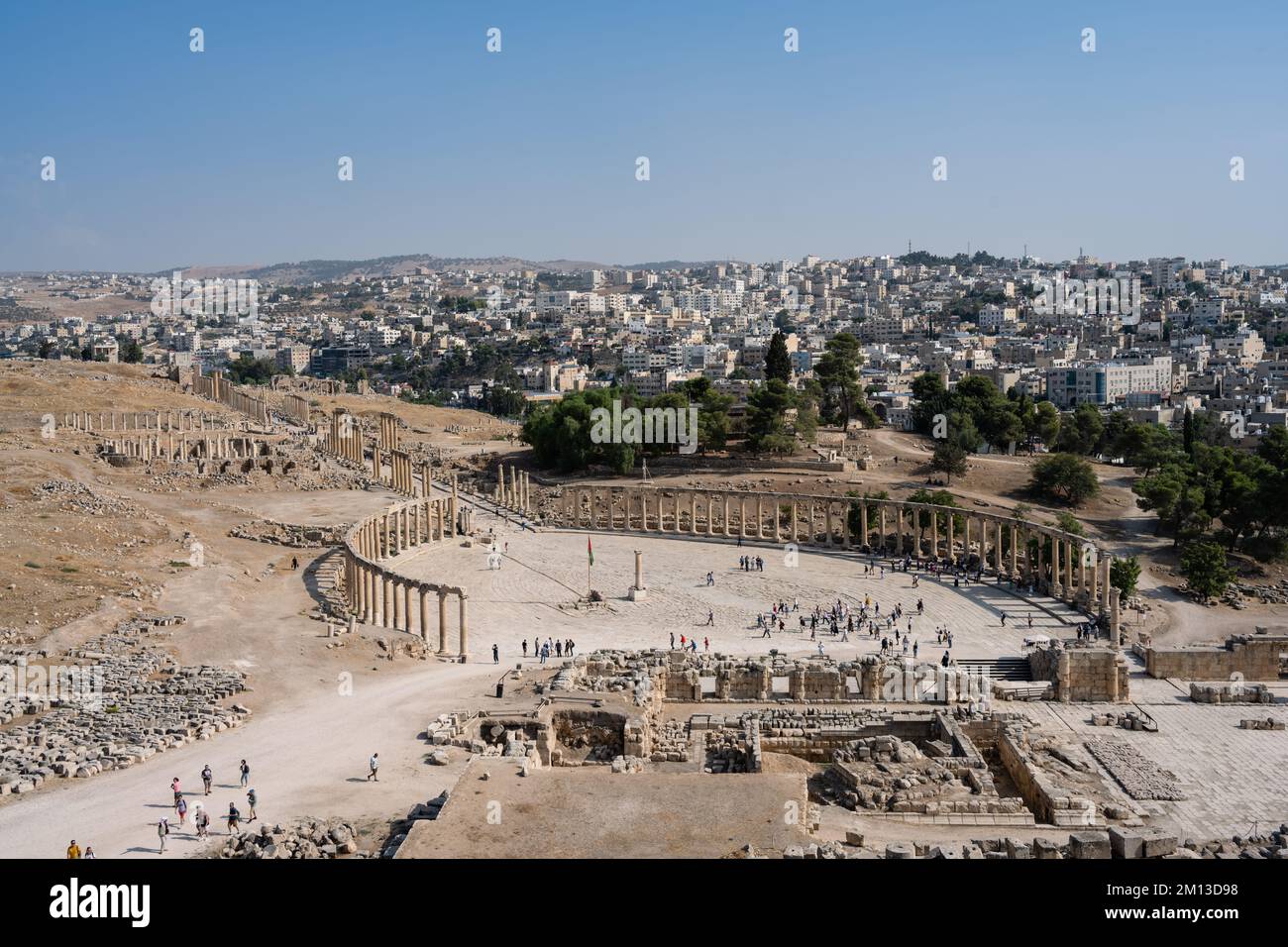 Jerash, Jordan - October 23 2022: Gerasa Oval Forum with Columns from ...