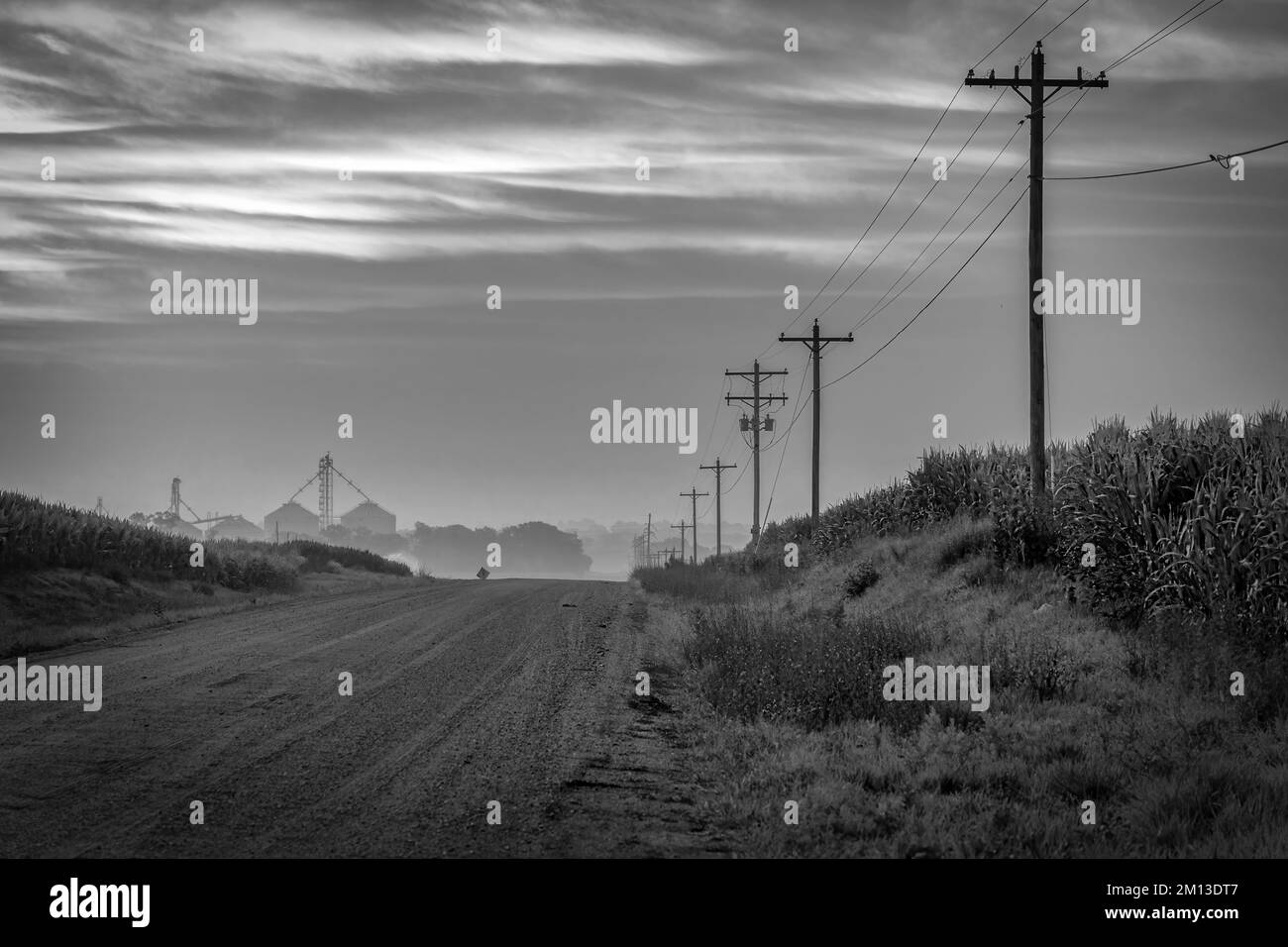Dirt gravel road on Black and White Stock Photos & Images - Alamy