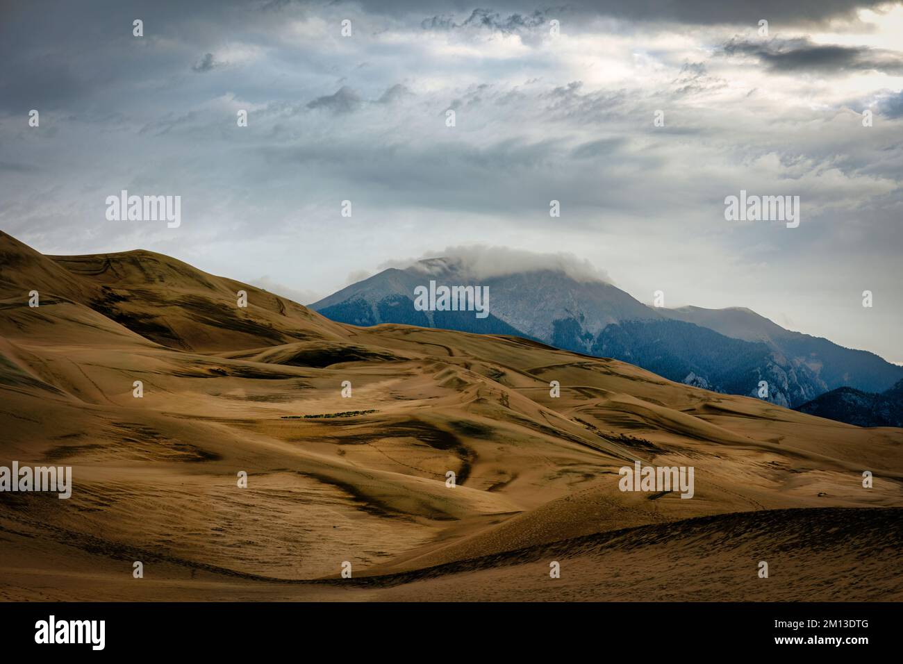 An overcast day at the Great Sand Dunes National Park in southern ...