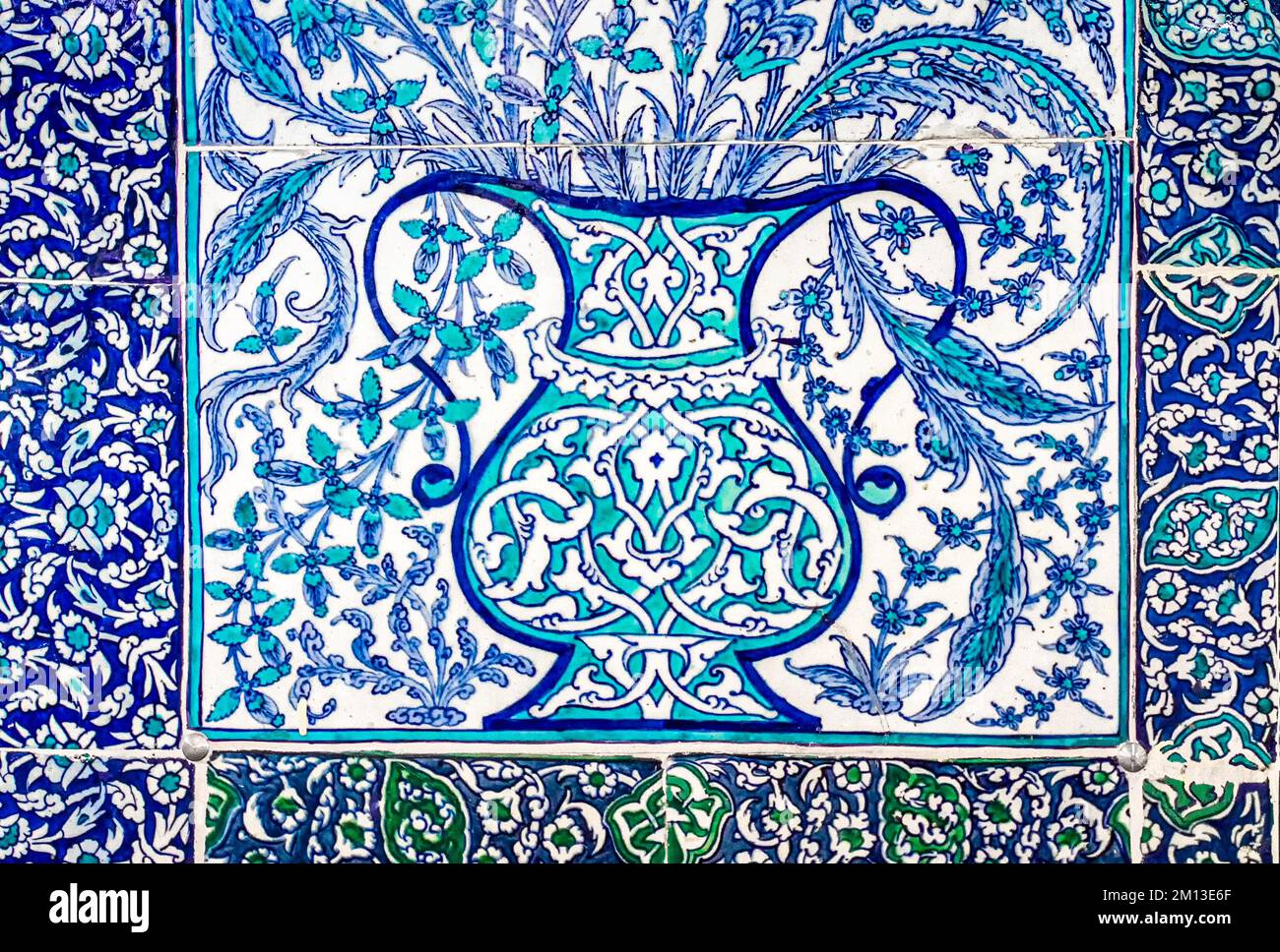 Ottoman Iznik tile of Topkapi Palace in Istanbul, Turkey Stock Photo ...