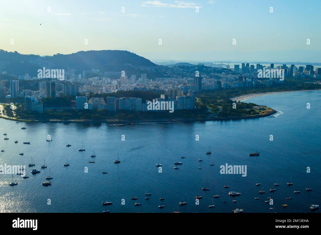 Aerial view of the northern waterfront of Rio de Janeiro in Brazil ...