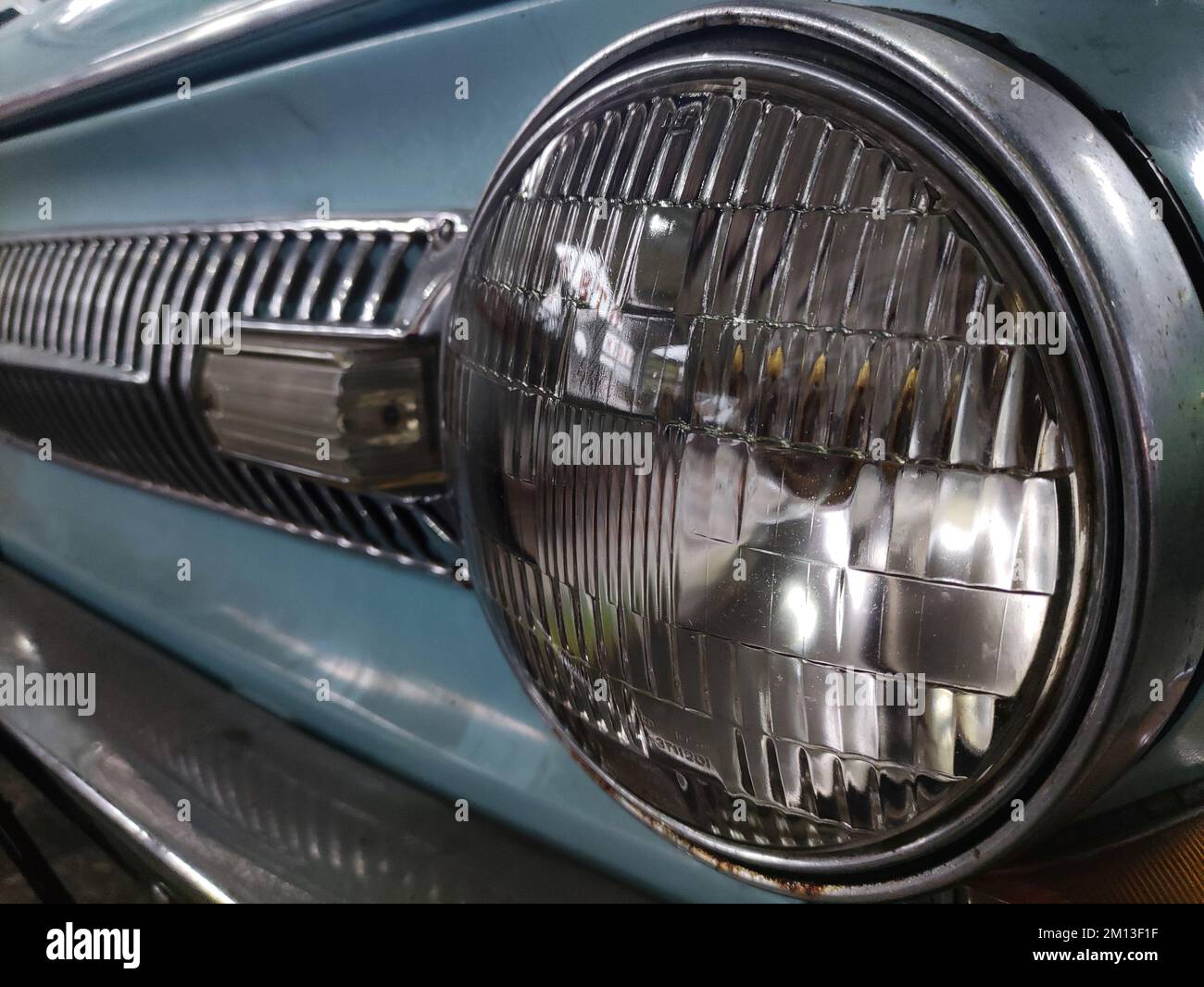 Old retro car headlight close view photo, automobile background Stock ...