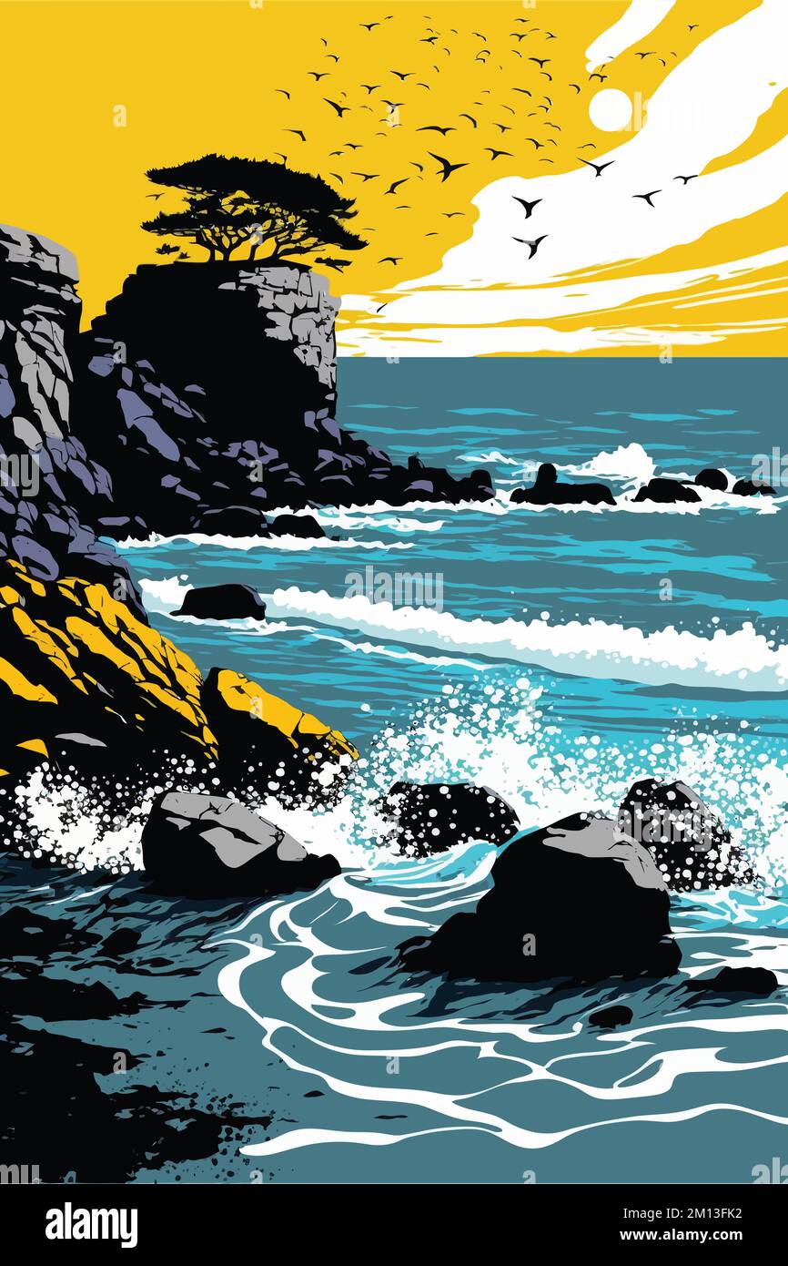 Water rocks drawing hi-res stock photography and images - Alamy
