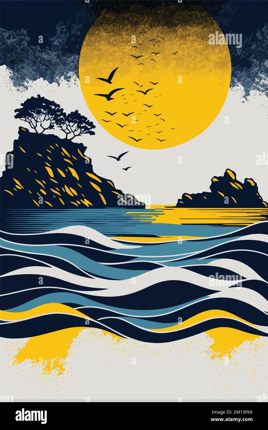 Water rocks drawing hi-res stock photography and images - Alamy