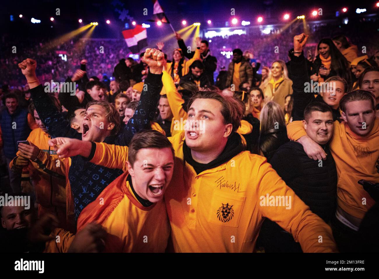 Dutch soccer fans in the House of Orange in the Johan Cruijff ArenA ...