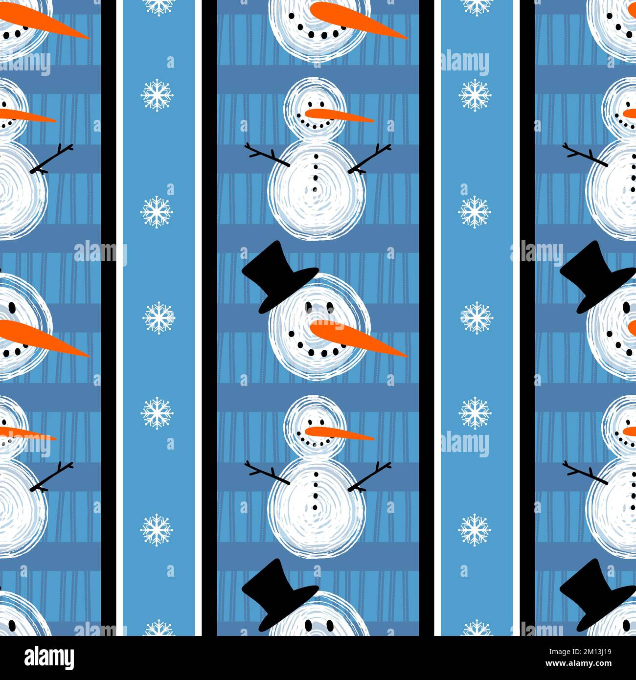 Winter seamless snowman and snowflakes pattern for Christmas wrapping ...