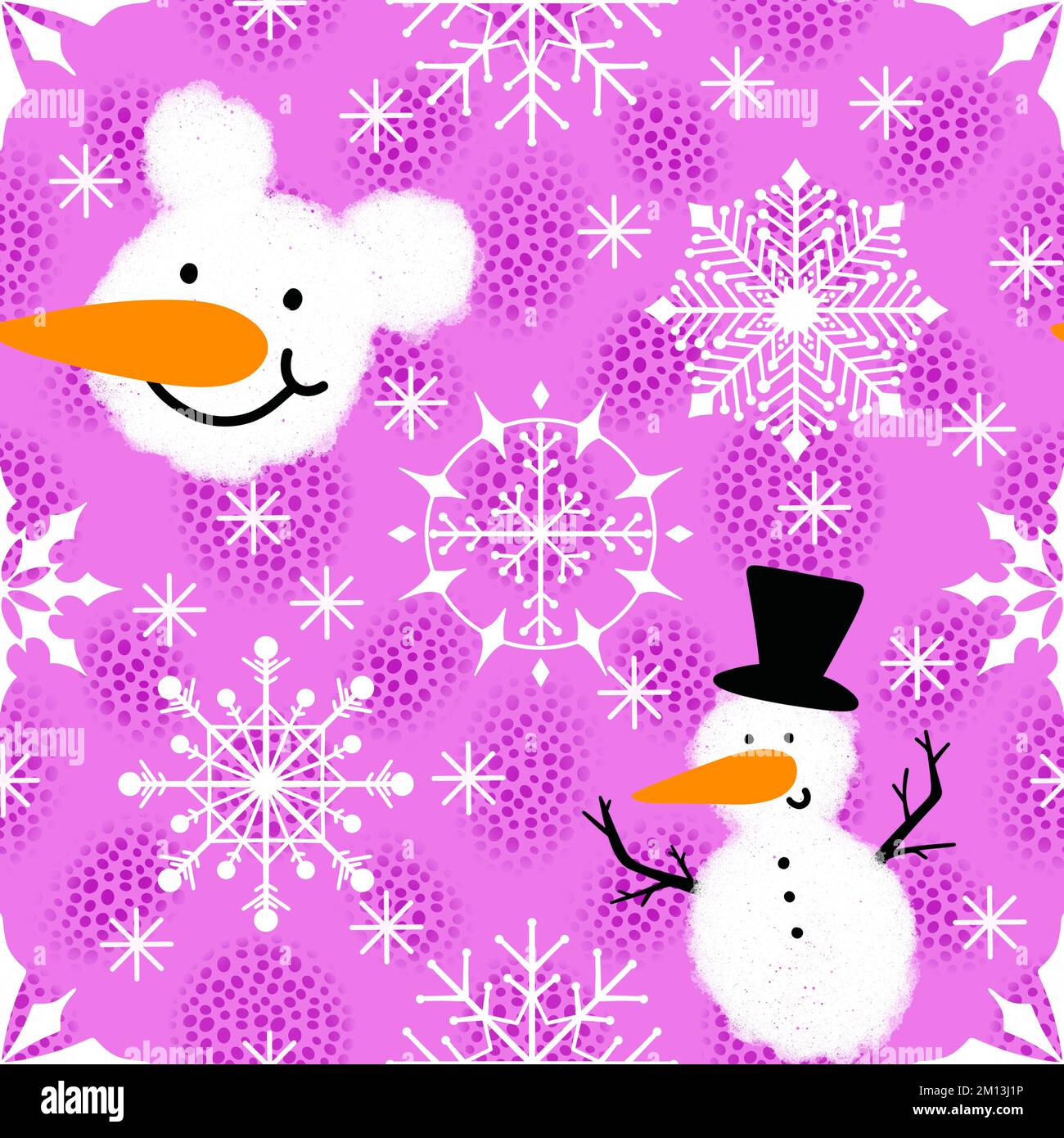 Winter seamless snowman and snowflakes pattern for Christmas wrapping ...