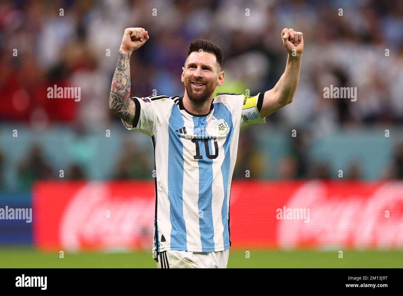 Doha, Qatar, 9th December 2022. Lionel Messi of Argentina celebrates ...