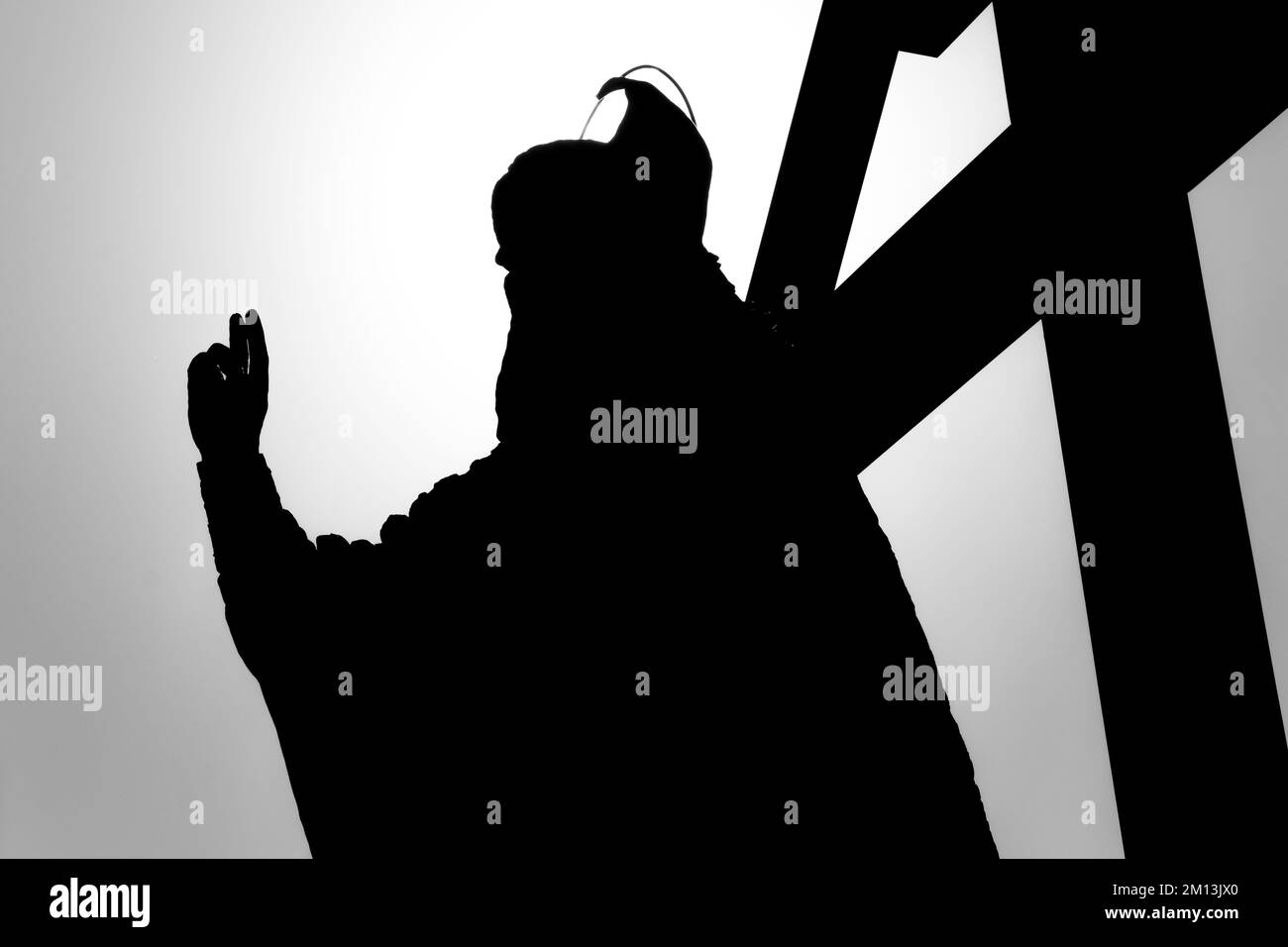 The silhouette of the monument to the Orthodox Old Believer Protopop ...