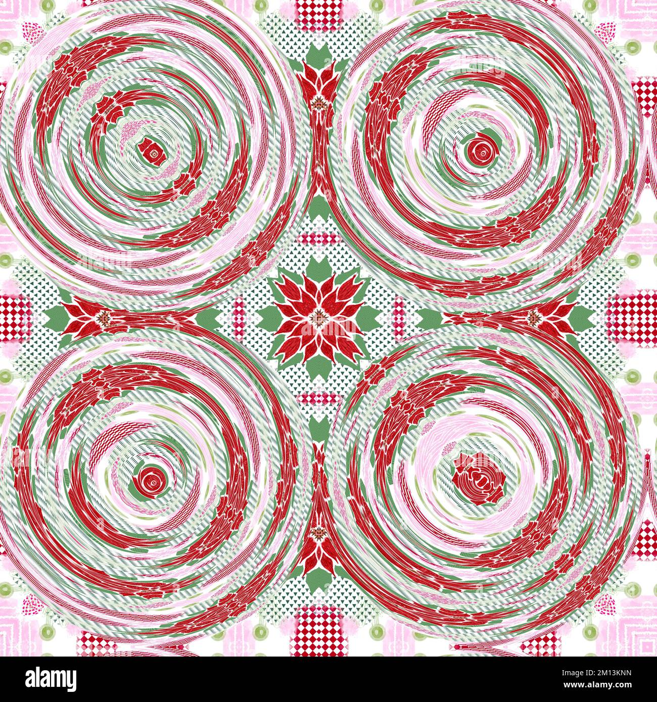 Christmas round gift wrap pattern. Contemporary holiday quilt with ...