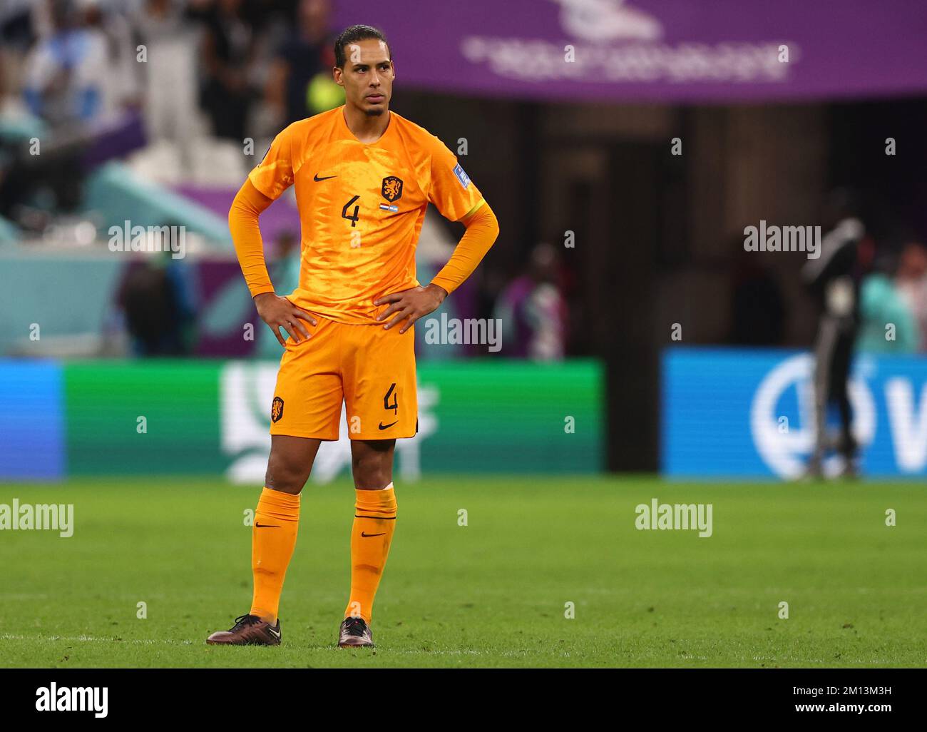 Doha, Qatar, 9th December 2022. Virgil Van Dijk of Netherlands dejected ...