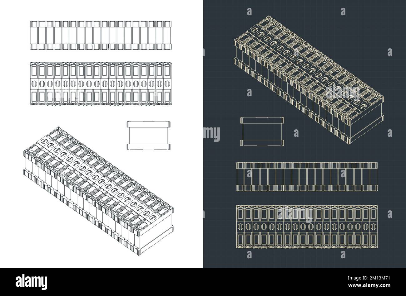 Stylized vector illustration of blueprints of battery module Stock ...