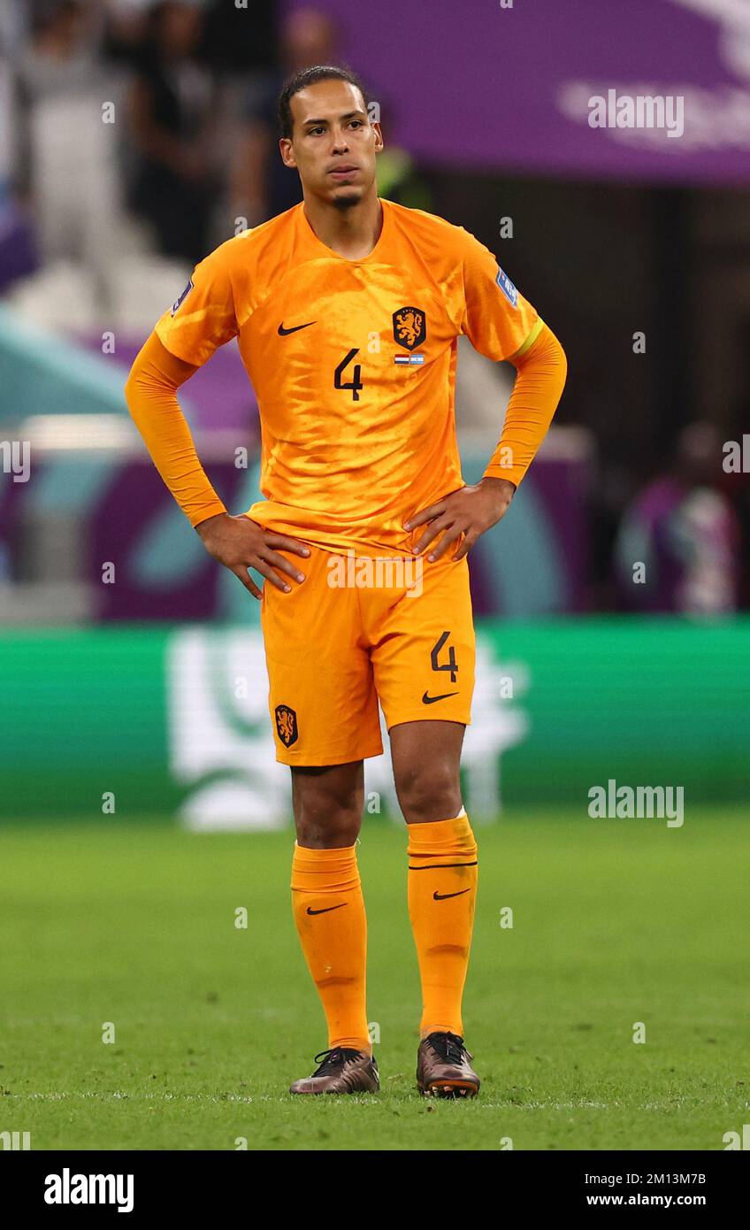 Doha, Qatar, 9th December 2022. Virgil Van Dijk of Netherlands dejected ...